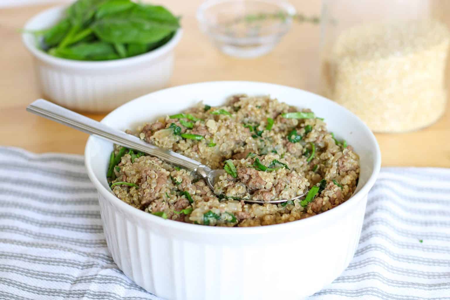 Ground Beef and Quinoa Skillet | Healthy Dinner Recipe - The Home Intent