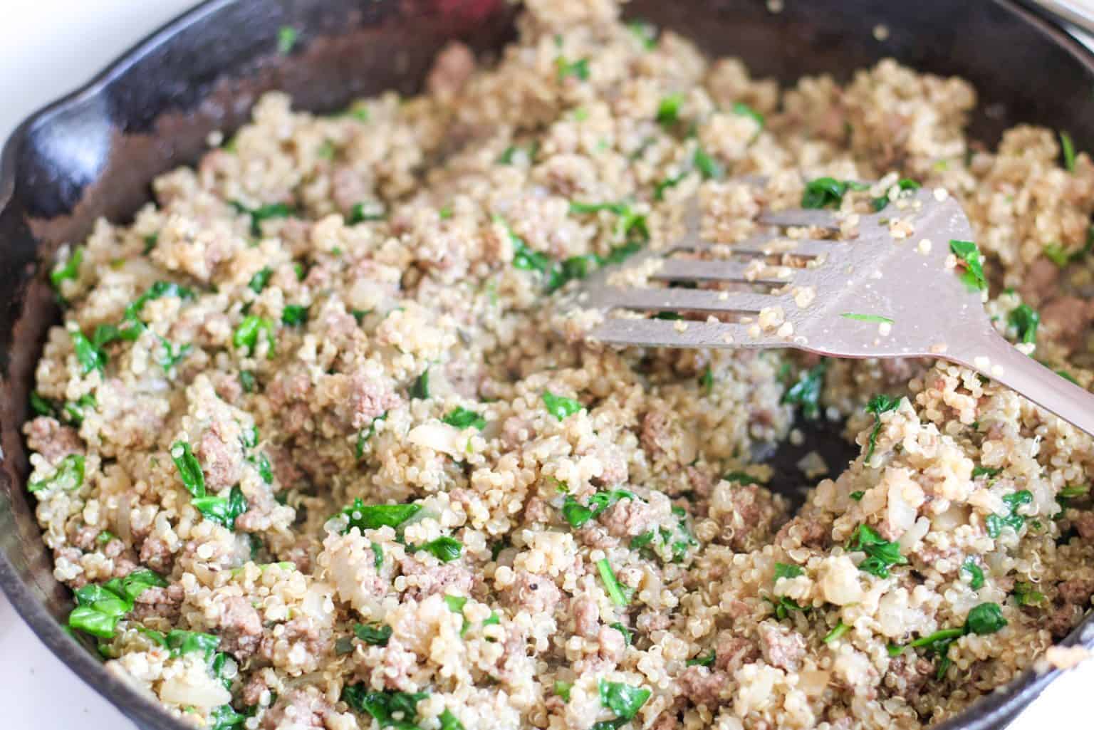 Ground Beef and Quinoa Skillet | Healthy Dinner Recipe - The Home Intent